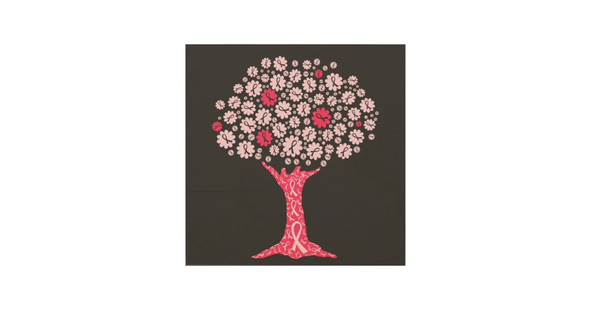 Breast Cancer Awareness Tree Wood Wall Art | Zazzle