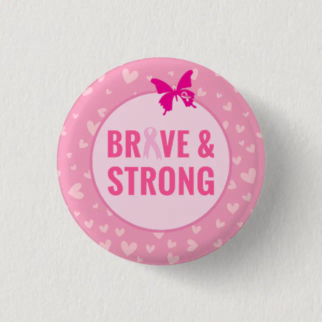 Breast Cancer Awareness with Pink Ribbon Button | Zazzle