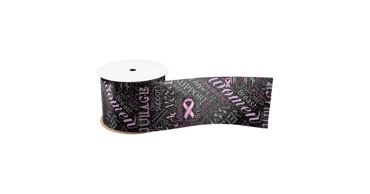 Breast Cancer Awareness Word Cloud ID261 Satin Ribbon | Zazzle