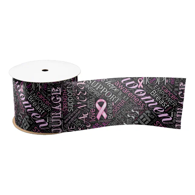 Breast Cancer Awareness Word Cloud ID261 Satin Ribbon | Zazzle