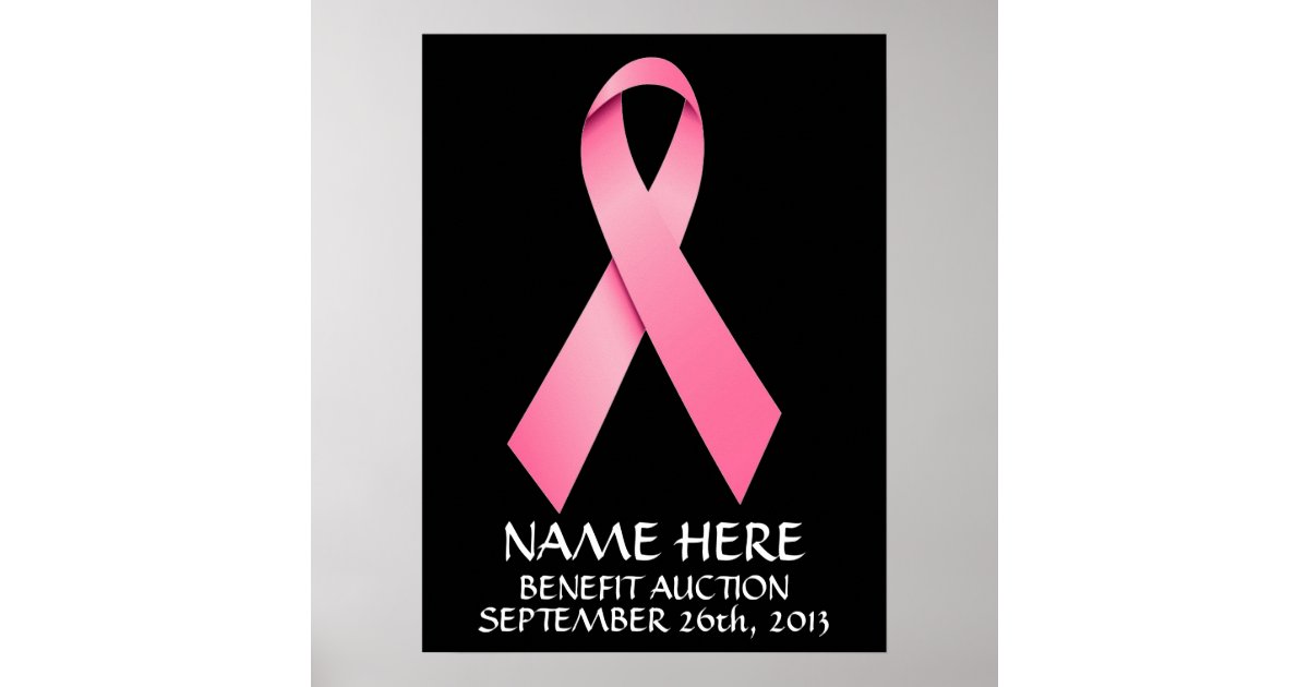 Breast Cancer Benefit Auction Ribbon Poster | Zazzle