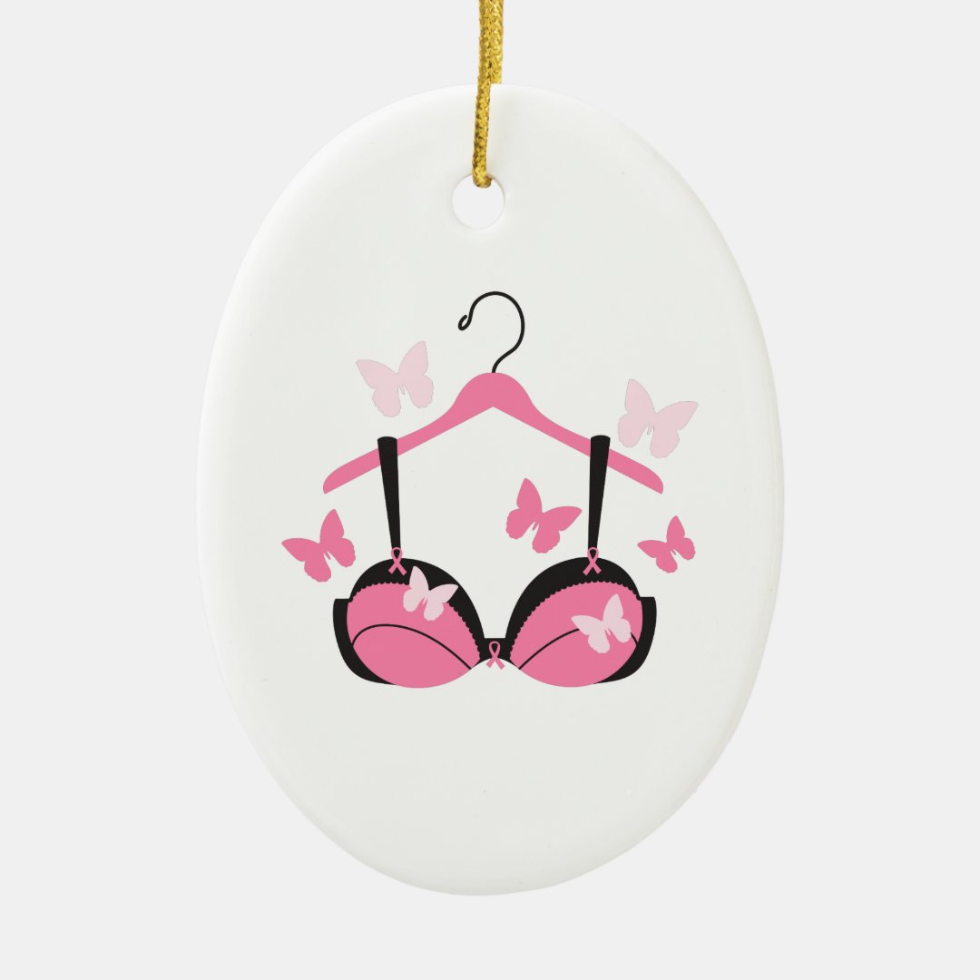 Breast Cancer Bra Ceramic Ornament | Zazzle