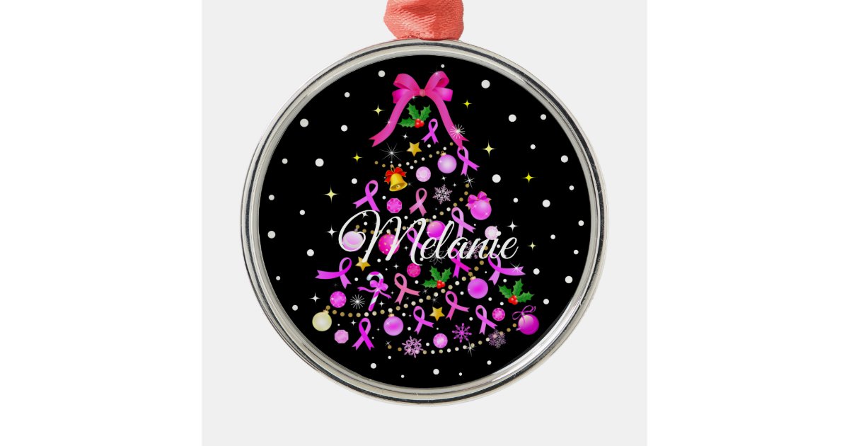 Breast Cancer Christmas Tree Metal Ornament | Zazzle