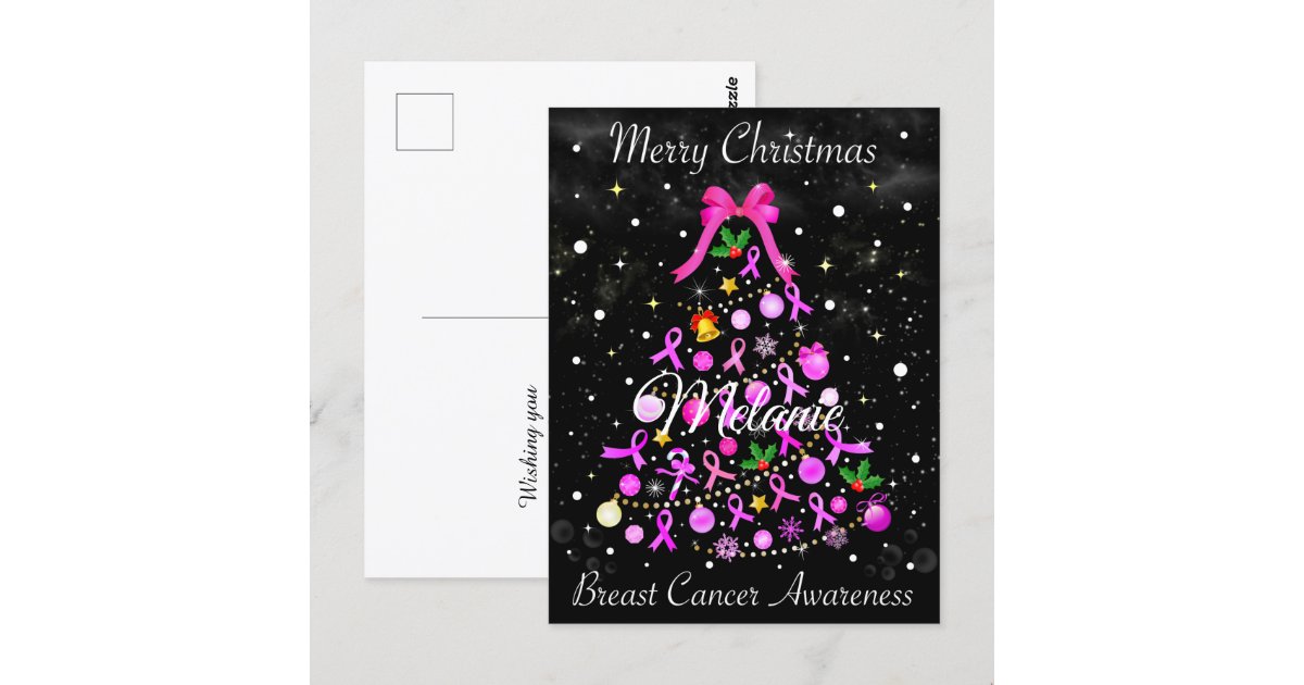 Breast Cancer Christmas Tree Postcard | Zazzle