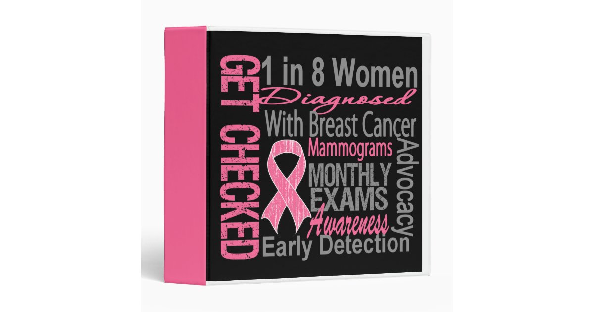 Breast Cancer Get Checked Awareness Binder | Zazzle