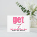Breast Cancer Get Checked v1 Postcard | Zazzle