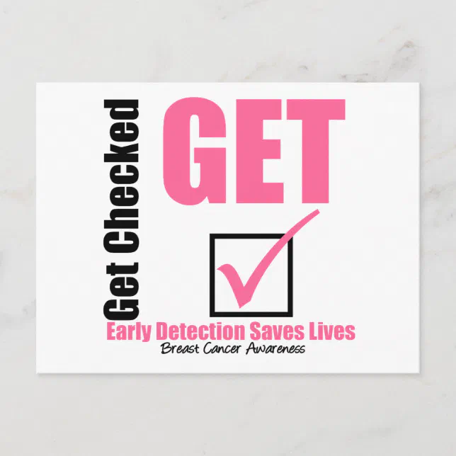 Breast Cancer Get Checked v3 Postcard | Zazzle