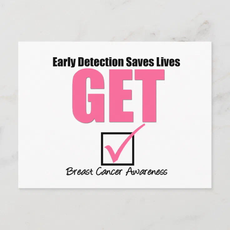 Breast Cancer Get Checked v4 Postcard | Zazzle