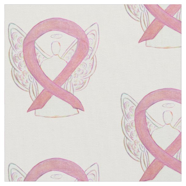 Breast Cancer Ribbon of Hope Fabric | Zazzle