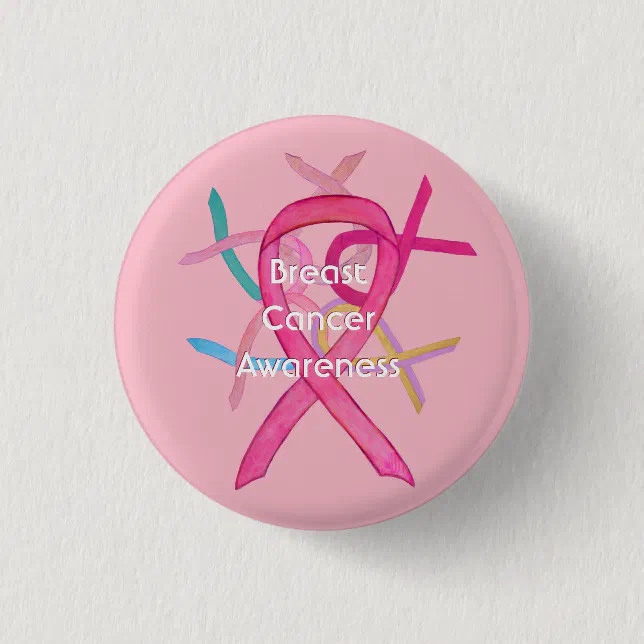 Breast Cancer Pink Awareness Ribbon Pin Buttons | Zazzle