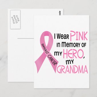 Breast Cancer PINK IN MEMORY OF MY GRANDMA 1 Postcard | Zazzle