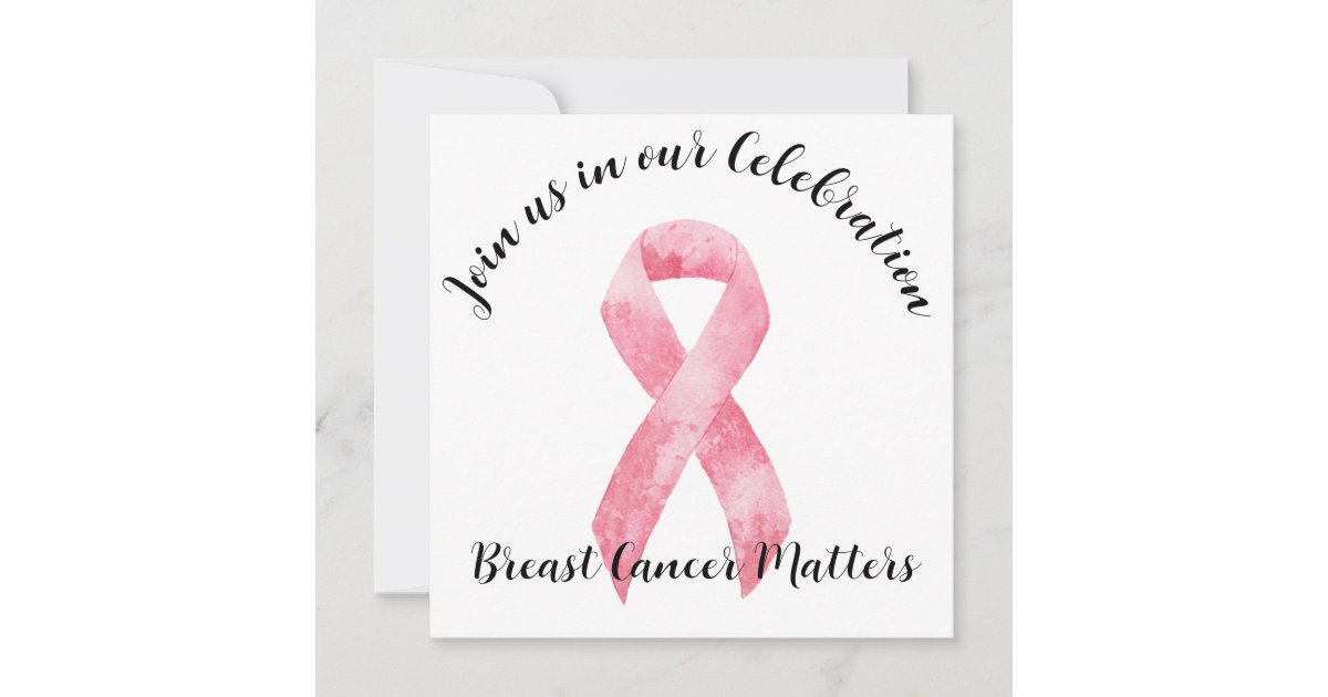 Breast Cancer Pink Ribbon End of Chemo Party Invitation | Zazzle