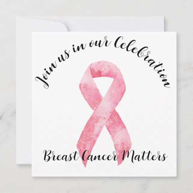Breast Cancer Pink Ribbon End of Chemo Party Invitation | Zazzle