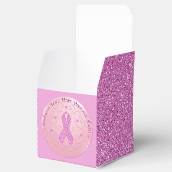 Breast Cancer Pink Ribbon Glitter Cube Favor Box | Zazzle