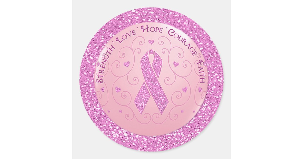 Breast Cancer Pink Ribbon Glitter Stickers | Zazzle
