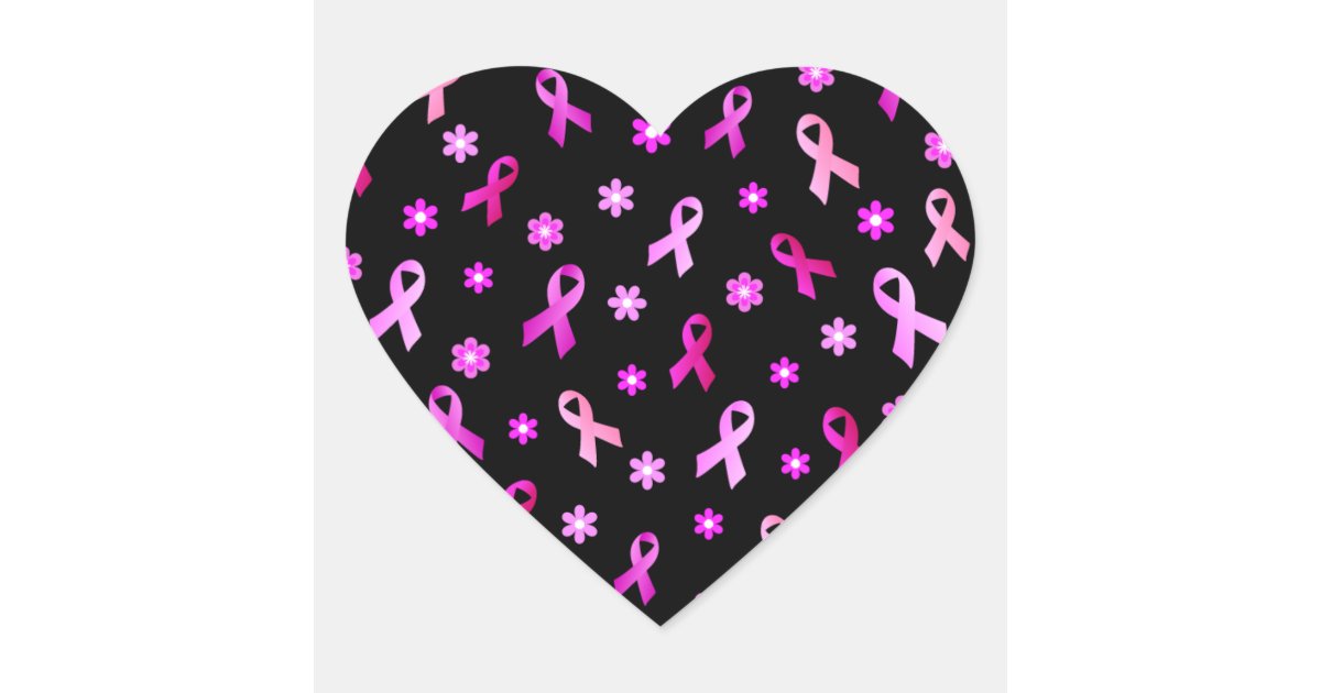 Breast Cancer Pink Ribbon Heart Sticker | Zazzle