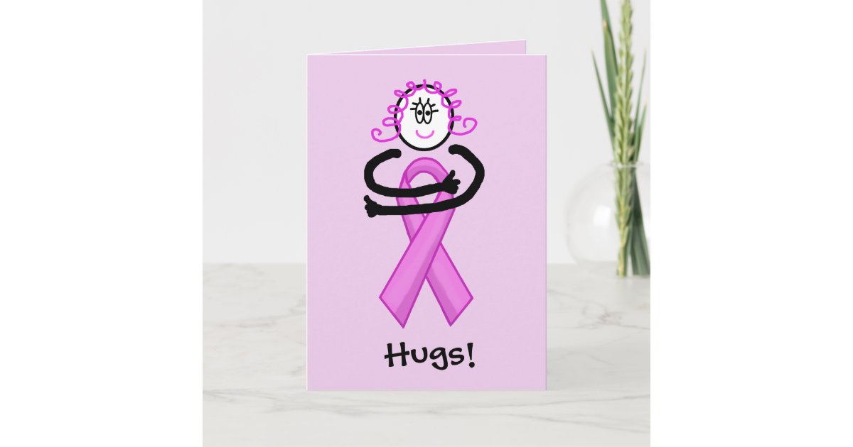 Breast Cancer Pink Ribbon Hug Greeting Card | Zazzle.com