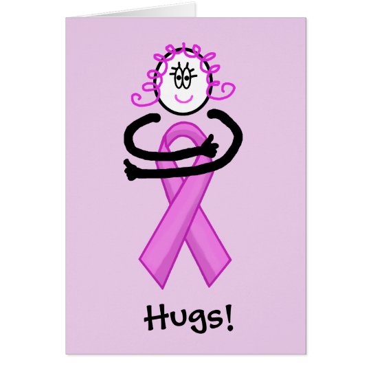 Breast Cancer Pink Ribbon Hug Greeting Card | Zazzle