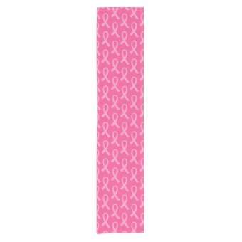 Breast Cancer Pink Ribbon Pattern Short Table Runner | Zazzle