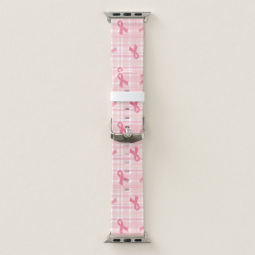 Breast Cancer Pink Ribbon Plaid Pattern Apple Watch Band | Zazzle