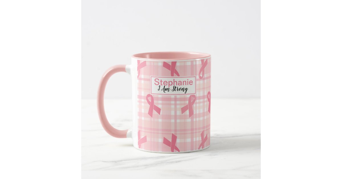 Breast Cancer Pink Ribbon Plaid Pattern Mug | Zazzle