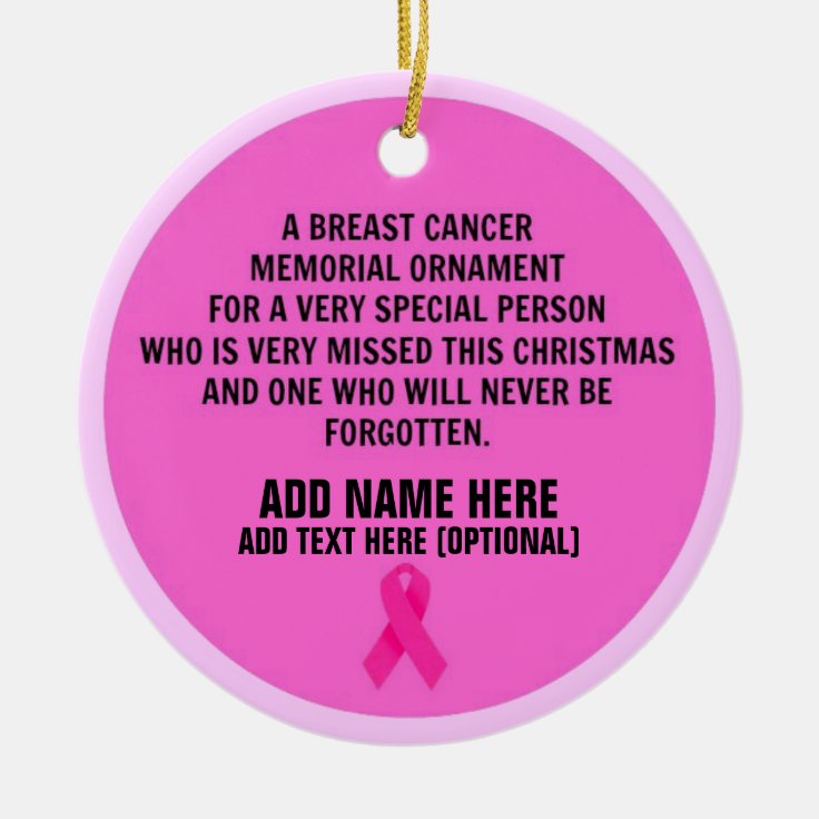 Breast Cancer Poem Memorial Ceramic Ornament | Zazzle
