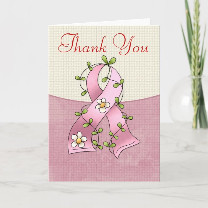 Breast Cancer Ribbon 1 Thank You Greeting Card | Zazzle.com