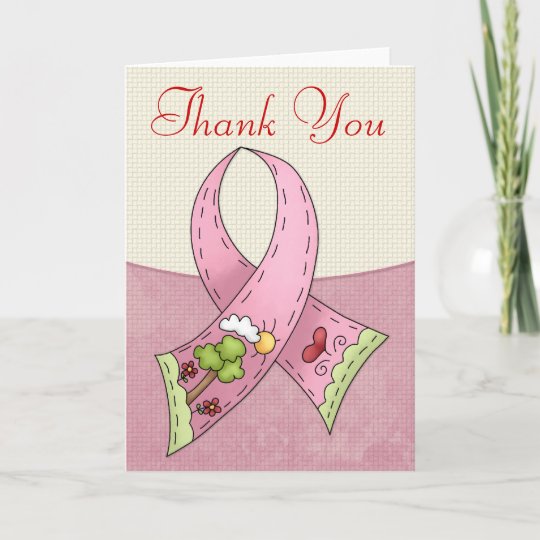 Breast Cancer Ribbon 2 Thank You Greeting Card | Zazzle.com