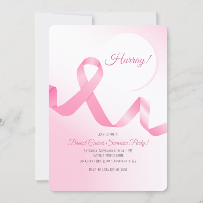 Breast Cancer Ribbon Invitation | Zazzle.com