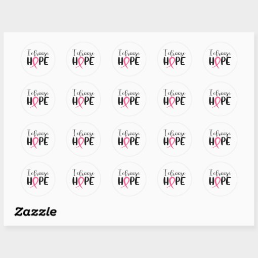 Breast Cancer Ribbon Print Classic Round Sticker | Zazzle