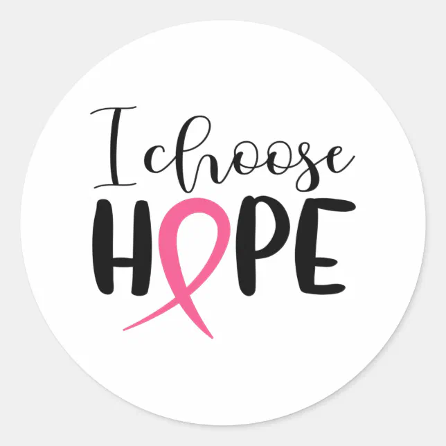 Breast Cancer Ribbon Print Classic Round Sticker | Zazzle