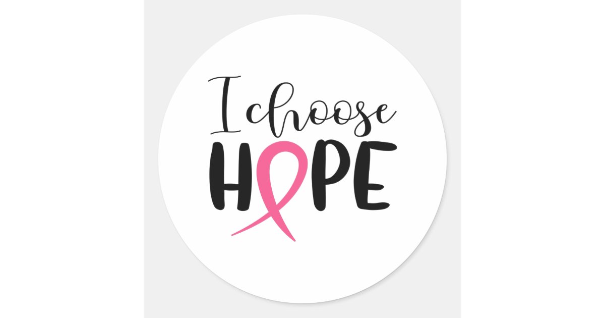 Breast Cancer Ribbon Print Classic Round Sticker | Zazzle