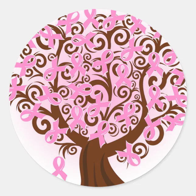 Breast Cancer Ribbon tree sticker | Zazzle