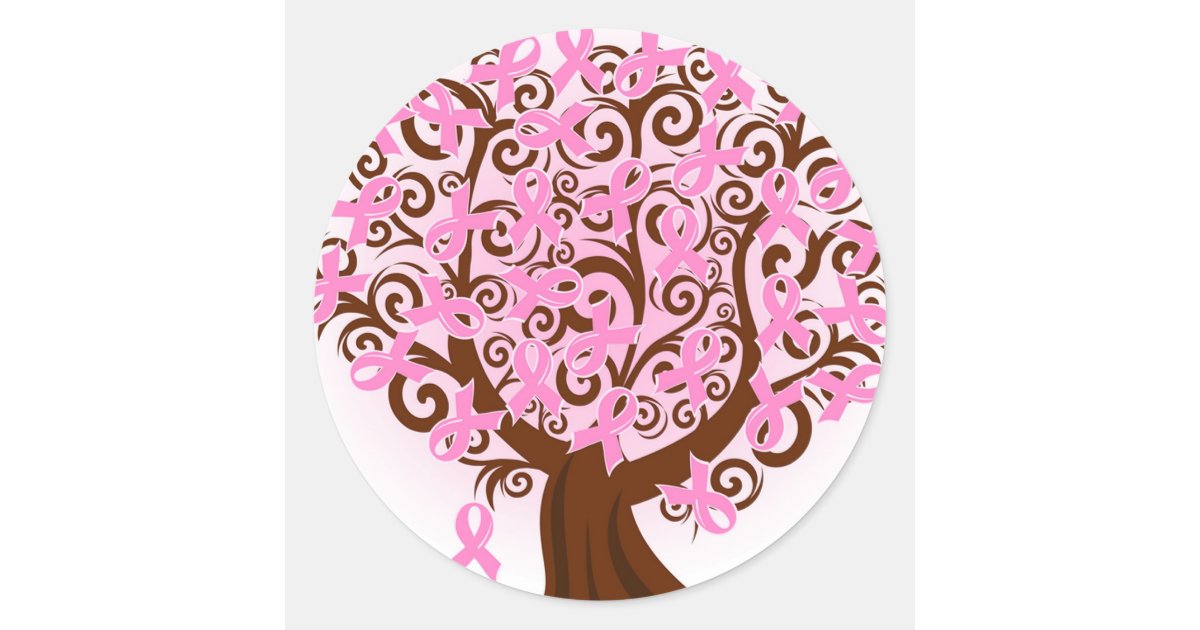 Breast Cancer Ribbon tree sticker | Zazzle