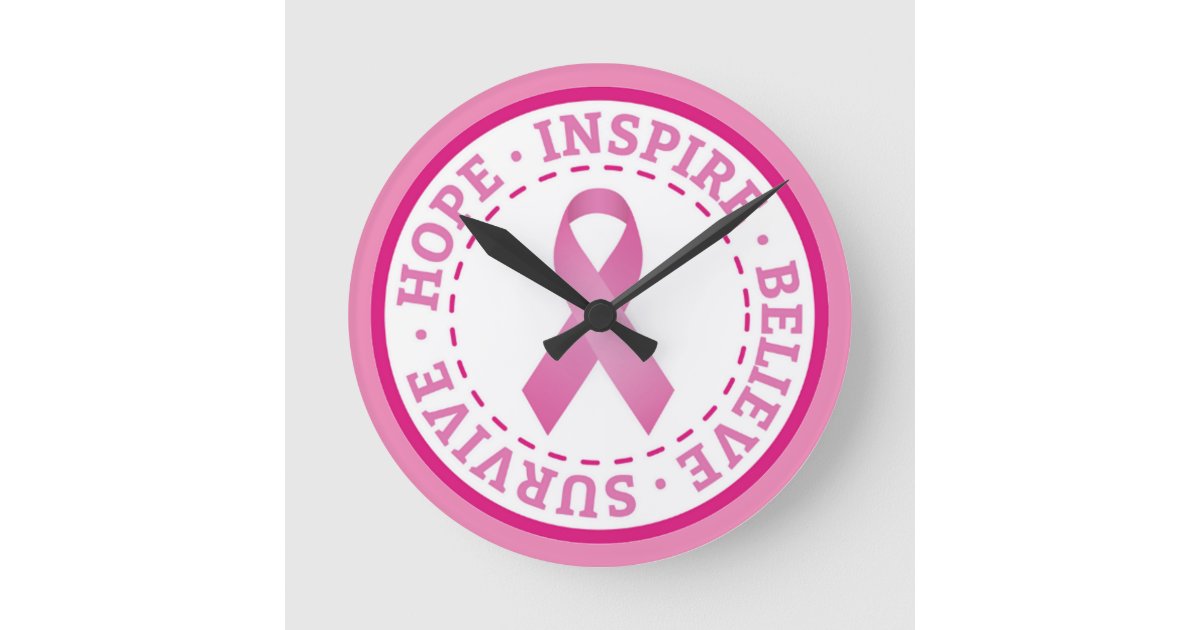Breast Cancer Round Clock | Zazzle