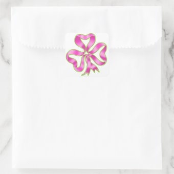 Breast Cancer Shamrock Ribbon Square Sticker | Zazzle