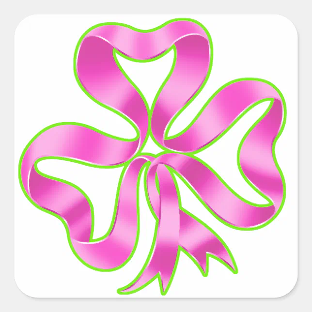 Breast Cancer Shamrock Ribbon Square Sticker | Zazzle