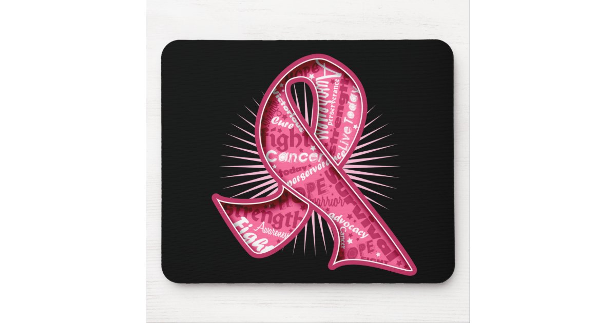 Breast Cancer Slogan Watermark Ribbon Mouse Pad | Zazzle
