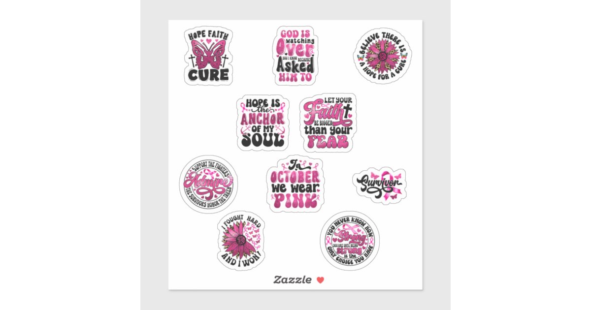 Breast Cancer Stickers Bundle | Zazzle