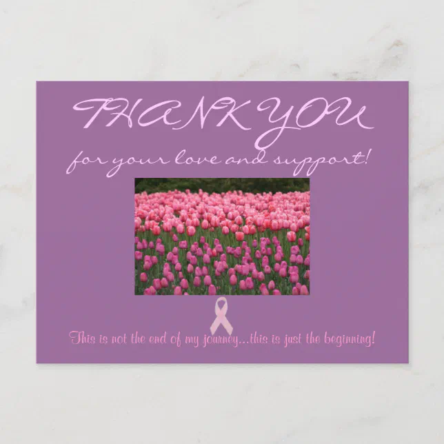 Breast Cancer Support "Thank You" Card | Zazzle