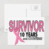 BREAST CANCER SURVIVOR 10 Years & Counting Postcard | Zazzle