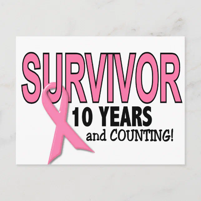 BREAST CANCER SURVIVOR 10 Years & Counting Postcard | Zazzle