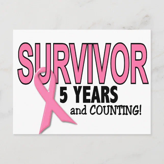 BREAST CANCER SURVIVOR 5 Years & Counting Postcard | Zazzle