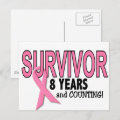 BREAST CANCER SURVIVOR 8 Years & Counting Postcard | Zazzle
