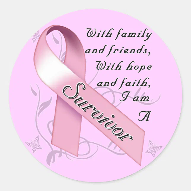 Breast Cancer Survivor Classic Round Sticker | Zazzle