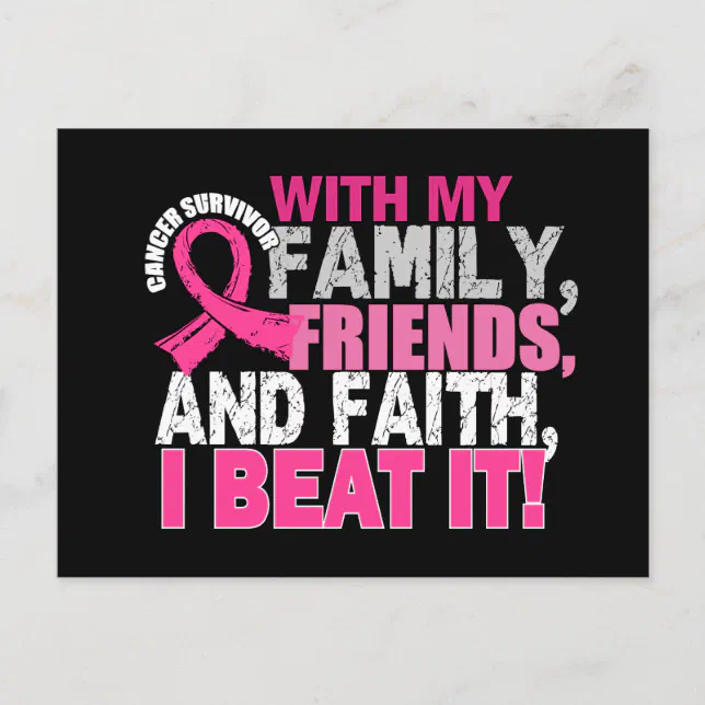 Breast Cancer Survivor Family Friends Faith Postcard | Zazzle