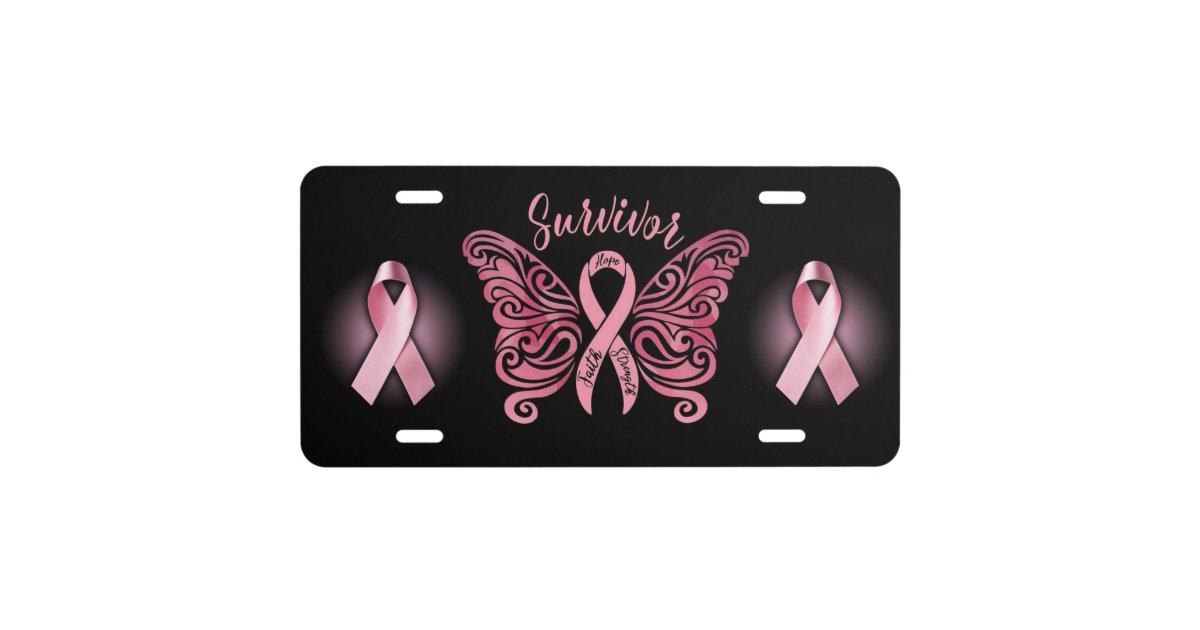 Breast Cancer Survivor License Plate | Zazzle