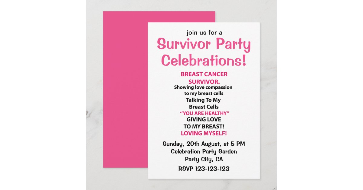 Breast Cancer Survivor Party Celebration Invitation | Zazzle