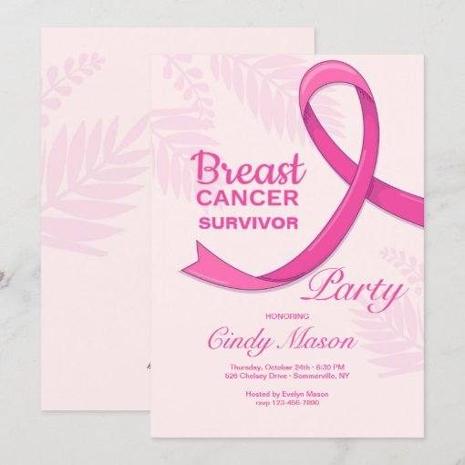 Breast Cancer Survivor Party Invitation | Zazzle