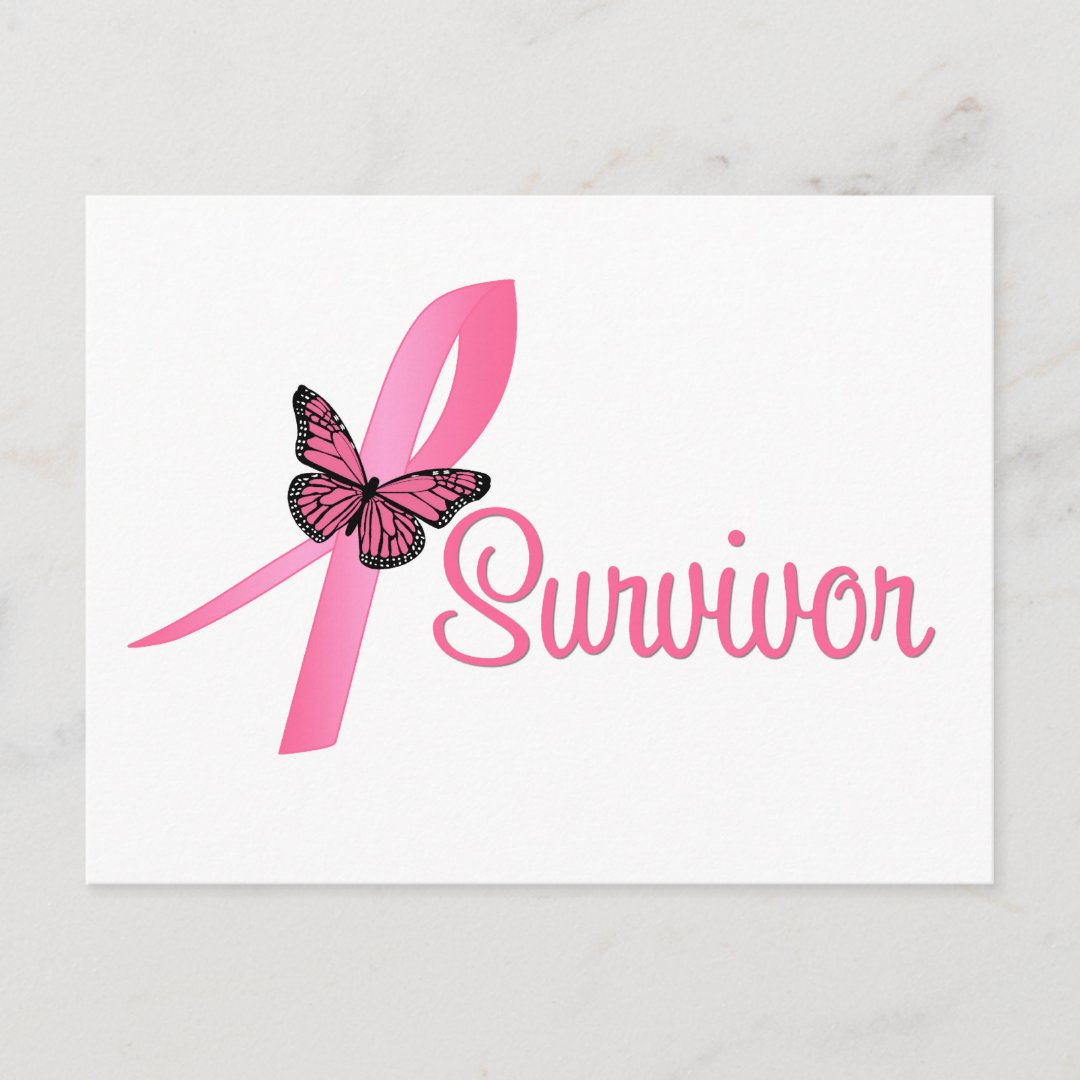 Breast Cancer Survivor Ribbon Postcard | Zazzle